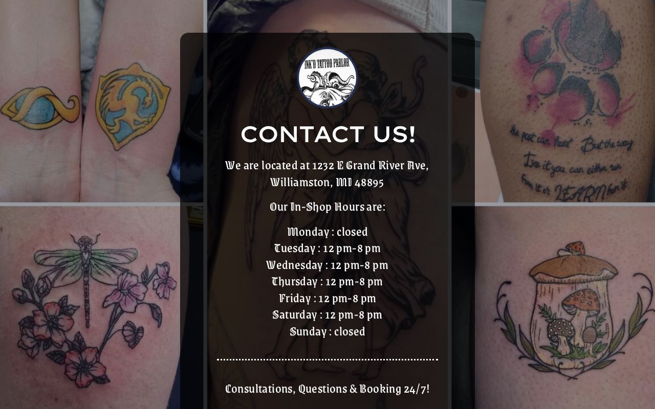 Ink'd Tattoo Parlor Contact Us